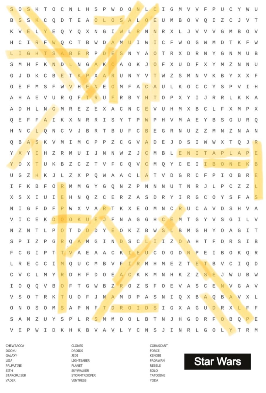 Star Wars Word Search - Voice of Frisco